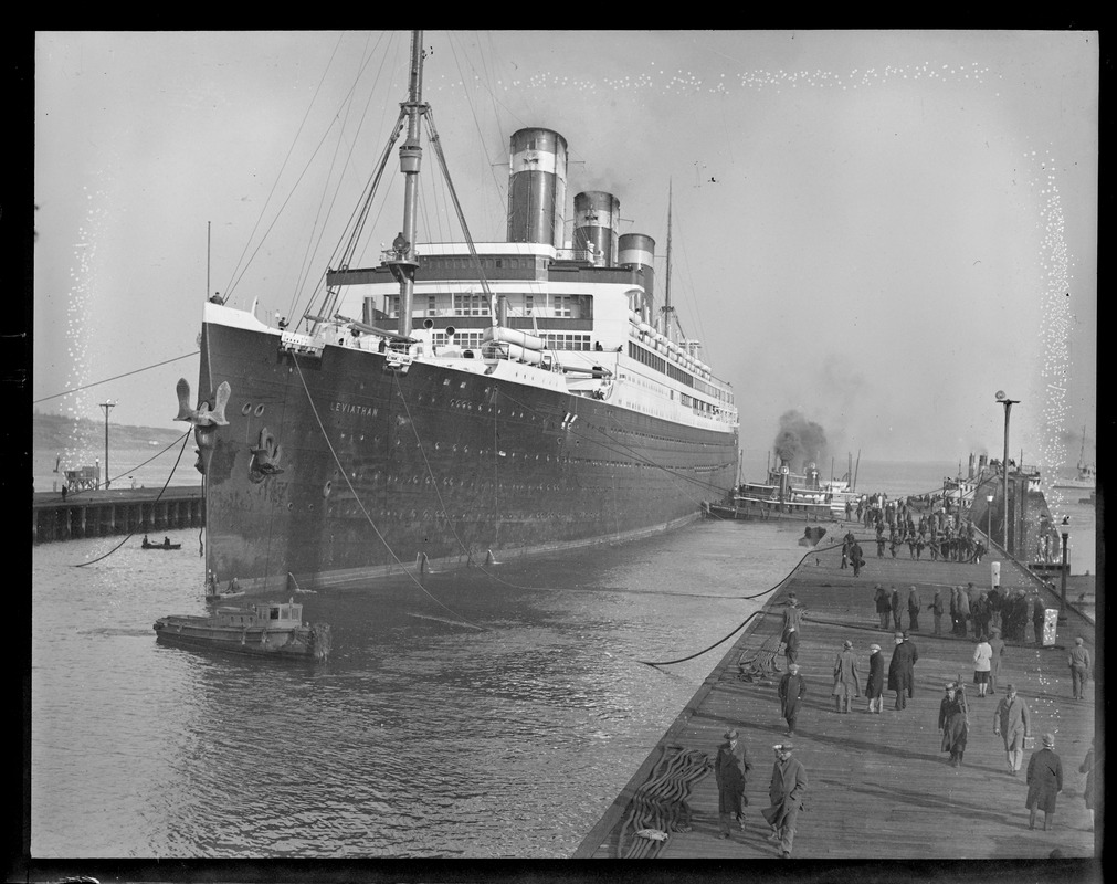 SS Leviathan drydocking in South Boston - Digital Commonwealth