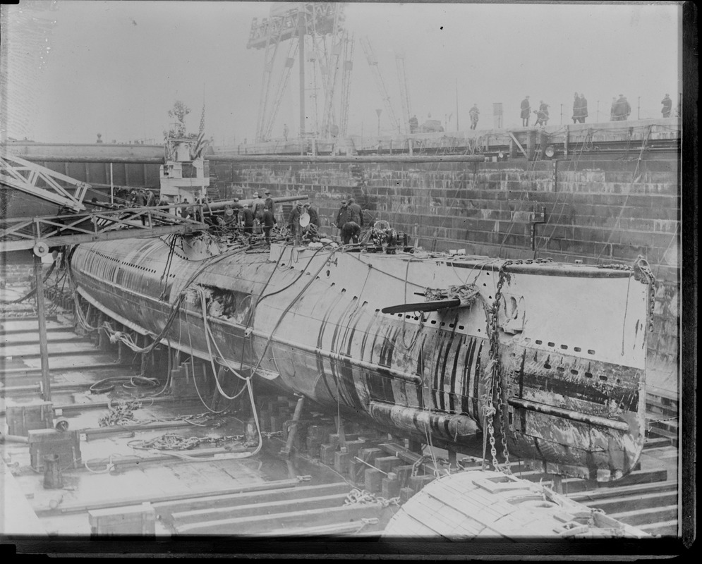 Ill-fated sub S-4 in dry dock at Navy Yard - Digital Commonwealth