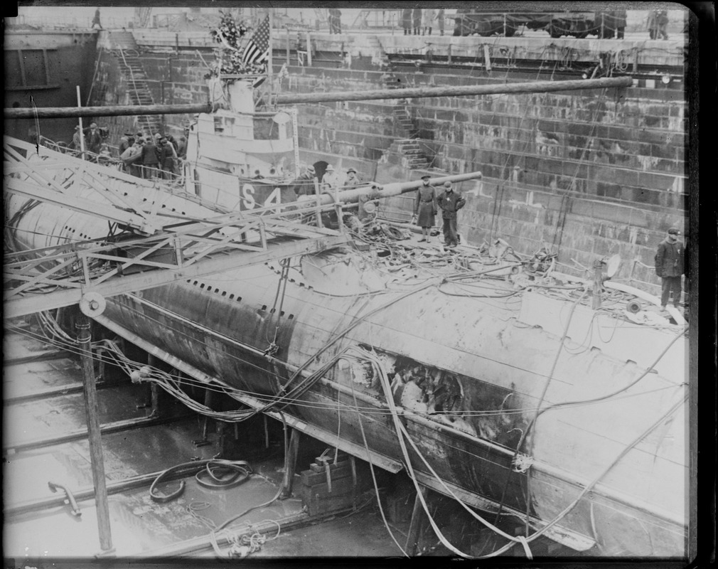 Ill-fated sub S-4 in dry dock at Navy Yard - Digital Commonwealth