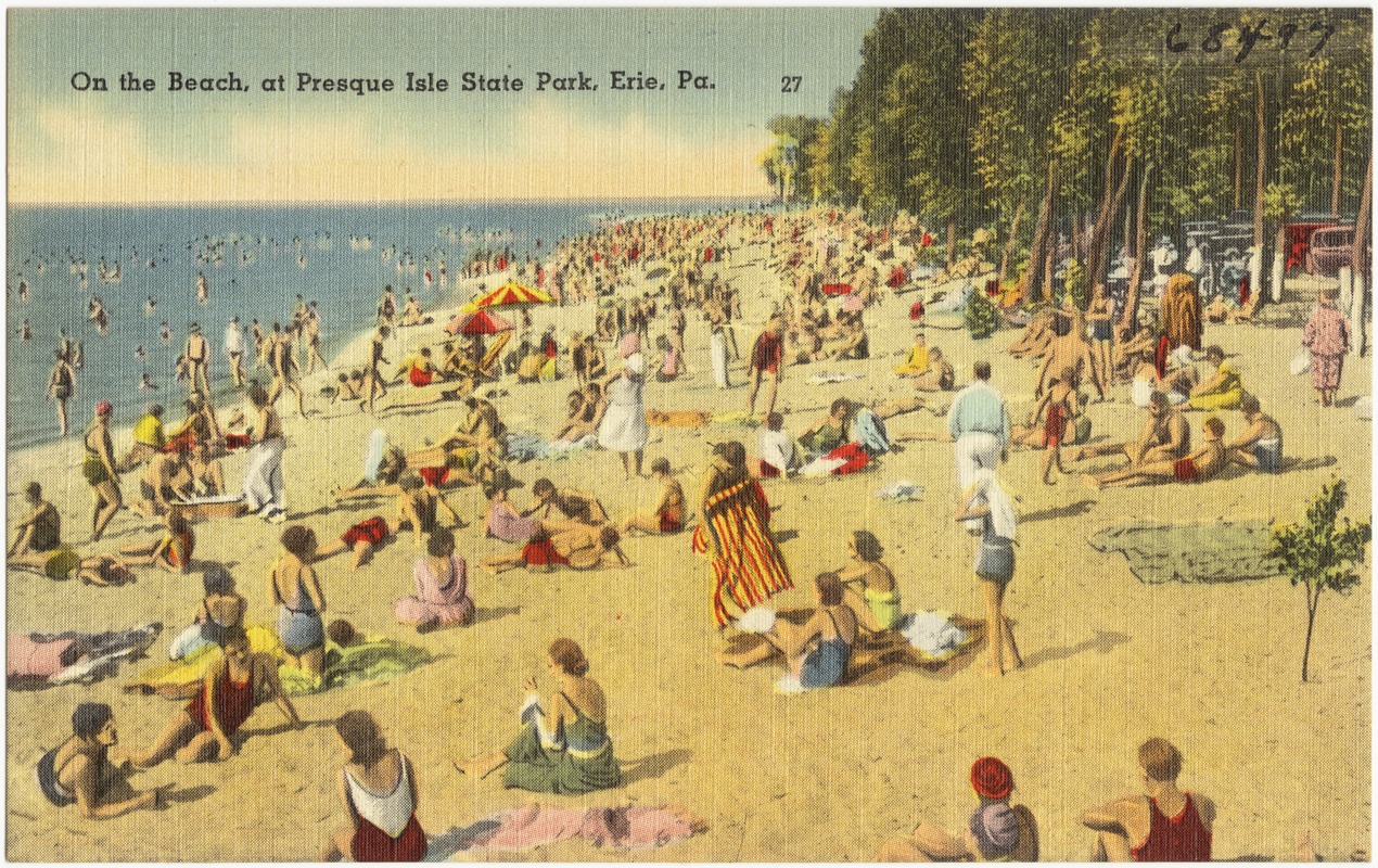 On the beach, at Presque Isle State Park, Erie, PA. - Digital Commonwealth