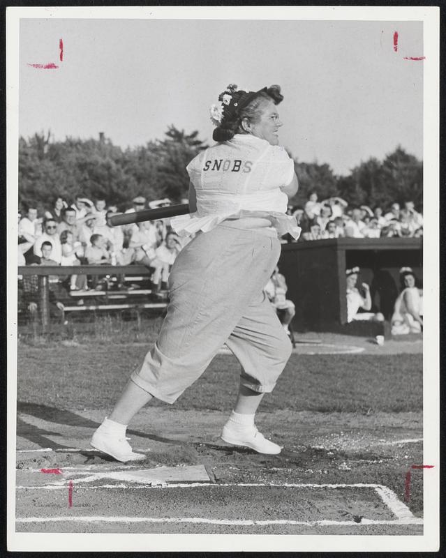 Babe Ruth of Canton-Mrs. May Cooke swats the first of four homeruns for ...