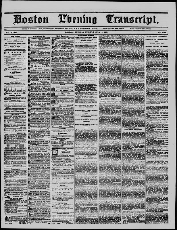Boston Evening Transcript. July 02, 1861 - Digital Commonwealth