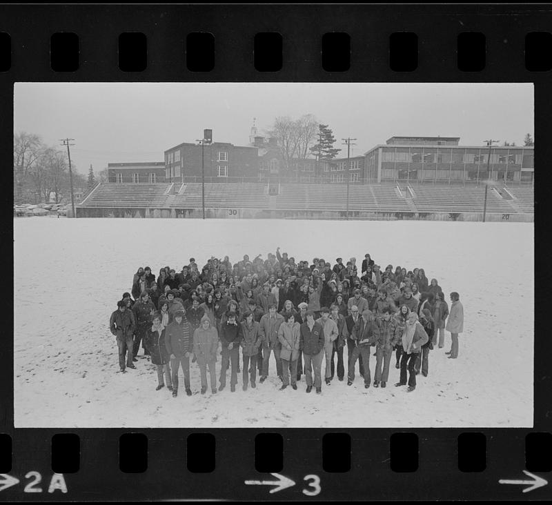 Senior class group in stadium - Digital Commonwealth