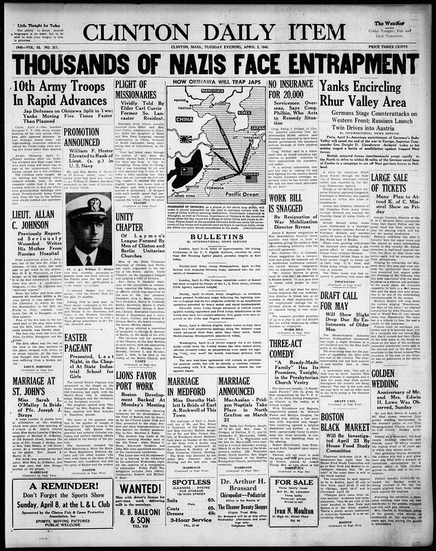 Clinton Daily Item. April 03, 1945 - Digital Commonwealth