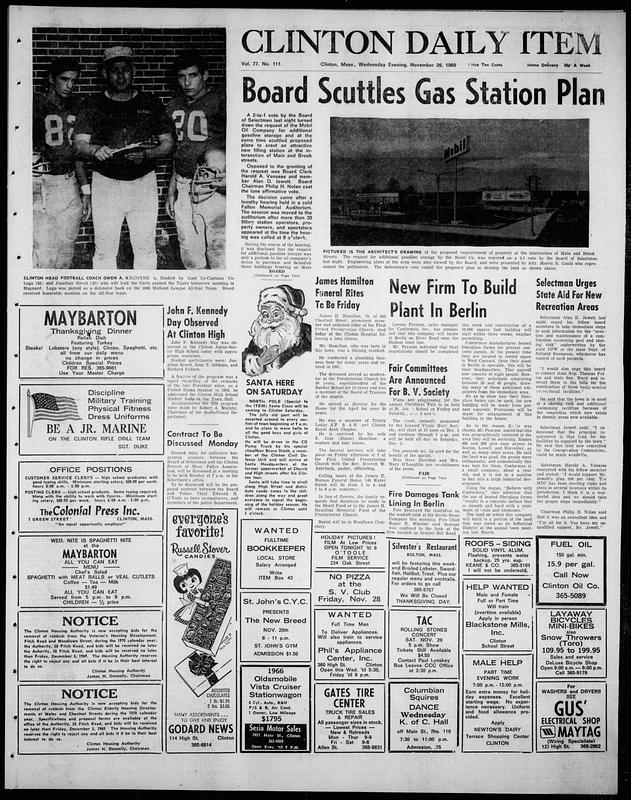 Clinton Daily Item. November 26, 1969 - Digital Commonwealth