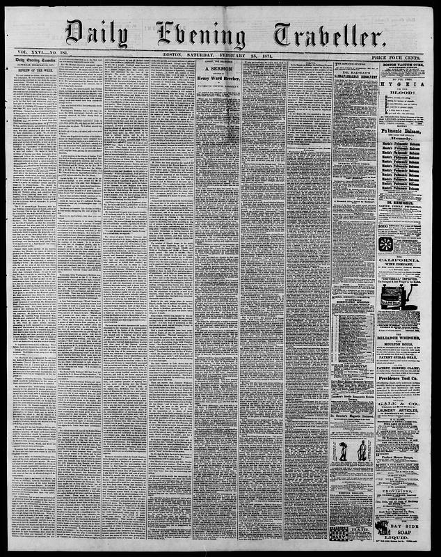 Daily Evening Traveller. February 25, 1871 - Digital Commonwealth