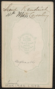 Lieutenant [Leon H.] Kendrick 4th Massachusetts Cavalry, Boure ...