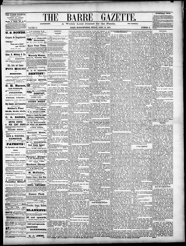 Barre Gazette. April 18, 1879 - Digital Commonwealth