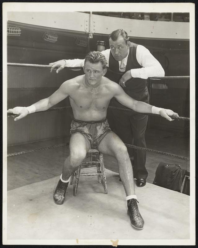 Sharkey Gives his Man Some Pointers. Jack Sharkey of Boston, Mass., who ...