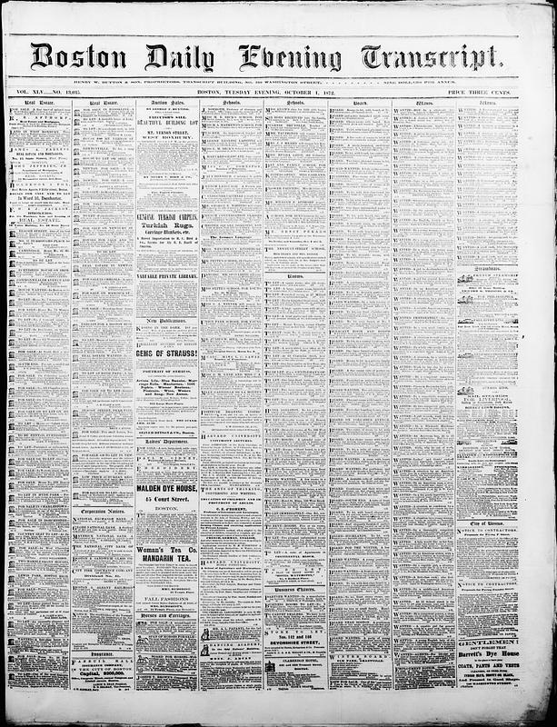 Boston Daily Evening Transcript. October 01, 1872 - Digital Commonwealth