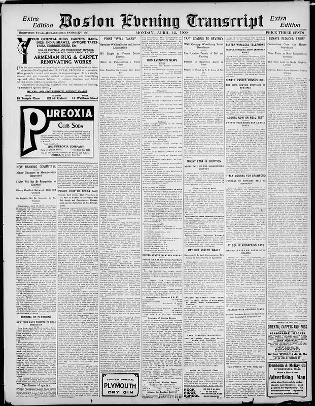 Boston Evening Transcript. April 12, 1909 - Digital Commonwealth