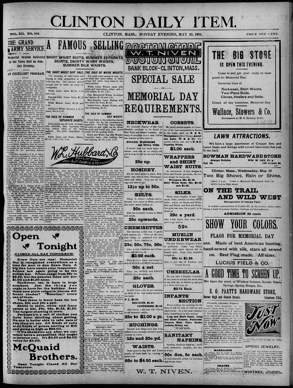Clinton Daily Item. May 29, 1905 - Digital Commonwealth