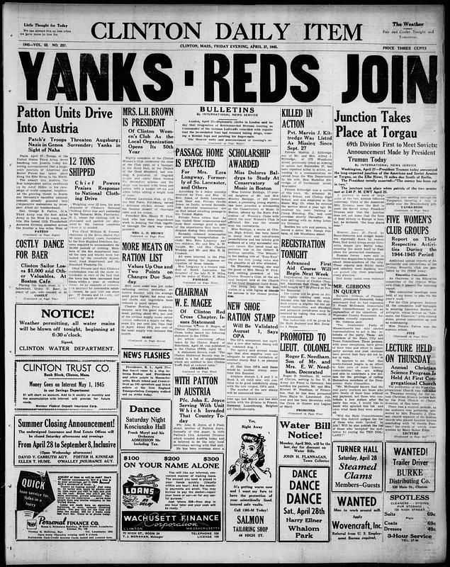 Clinton Daily Item. April 27, 1945 - Digital Commonwealth