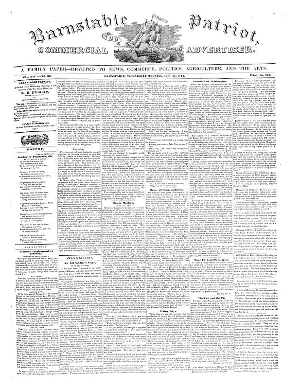 Barnstable Patriot, and Commercial Advertiser. February 14, 1844 ...