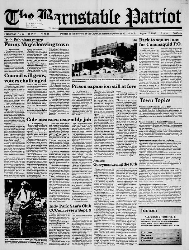 Barnstable Patriot. August 27, 1992 - Digital Commonwealth