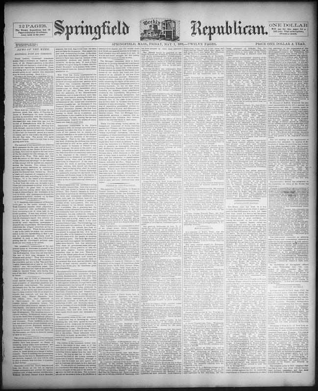 Springfield Weekly Republican. May 01, 1891 - Digital Commonwealth