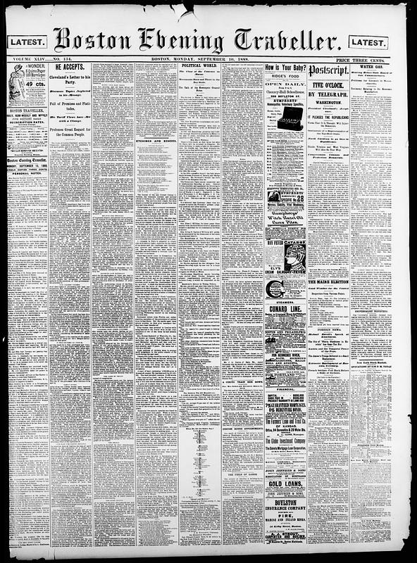Boston Evening Traveller. September 10, 1888 - Digital Commonwealth