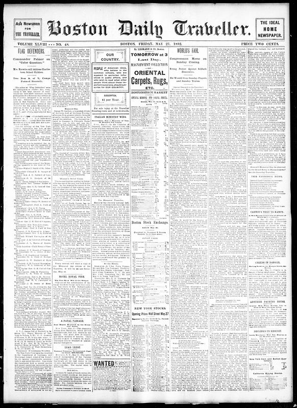 Boston Daily Traveller. May 27, 1892 - Digital Commonwealth