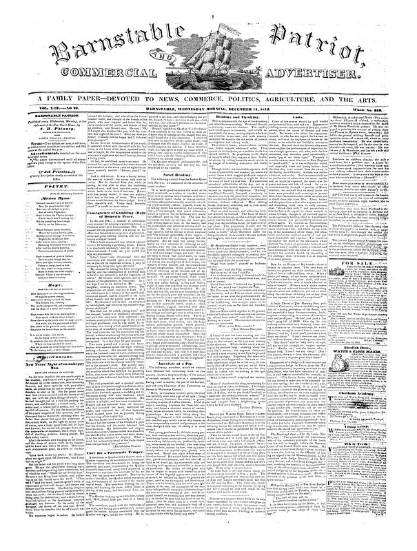 Barnstable Patriot, and Commercial Advertiser. December 14, 1842 ...