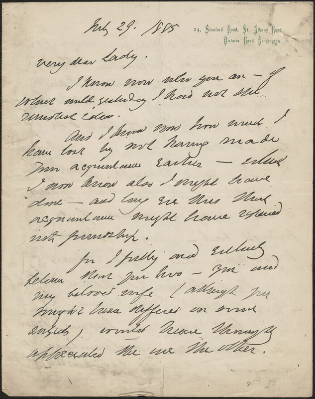 S. C. Hall autograph letter signed to [Victoria Woodhull Martin ...