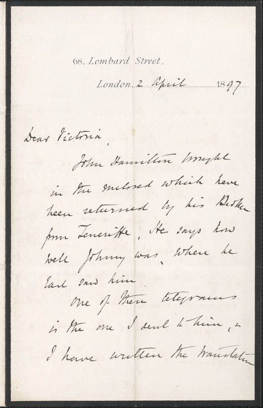 Richard B. Martin autograph letter signed to Victoria [Woodhull Martin ...