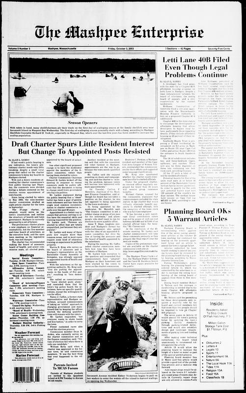 The Mashpee Enterprise. October 03, 2003 - Digital Commonwealth