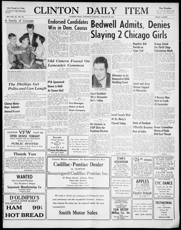 Clinton Daily Item. January 26, 1957 - Digital Commonwealth