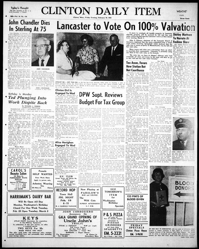 Clinton Daily Item. February 19, 1965 - Digital Commonwealth