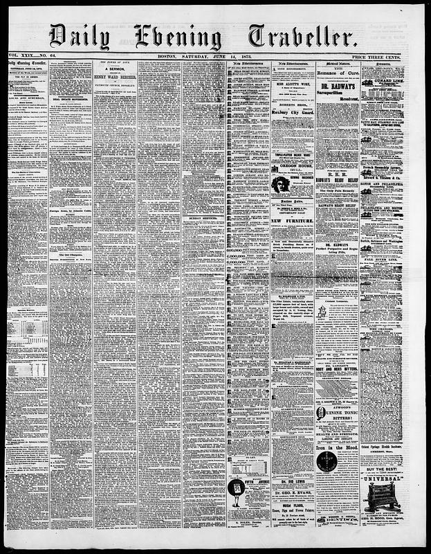 Daily Evening Traveller. June 14, 1873 - Digital Commonwealth