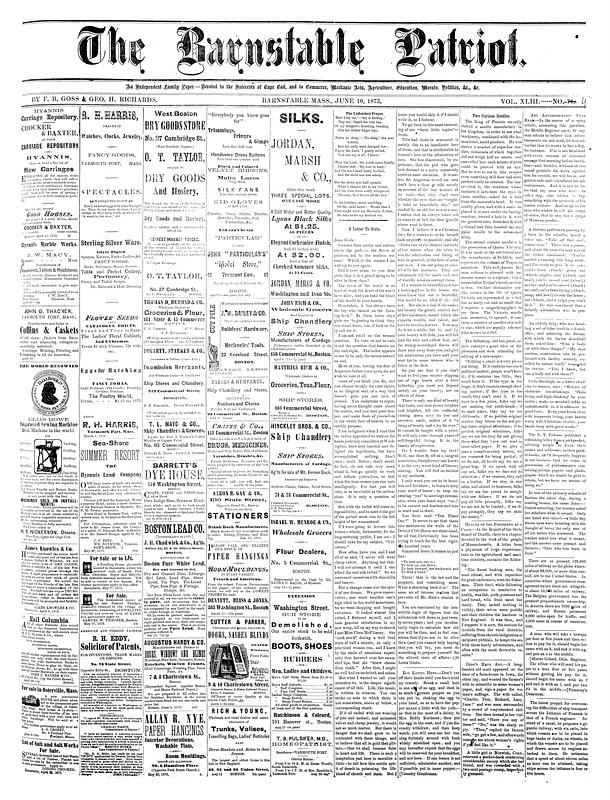 Barnstable Patriot. June 10, 1873 - Digital Commonwealth