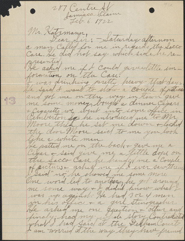 Letter from Louis Pelser to Frederick G. Katzmann - Digital Commonwealth
