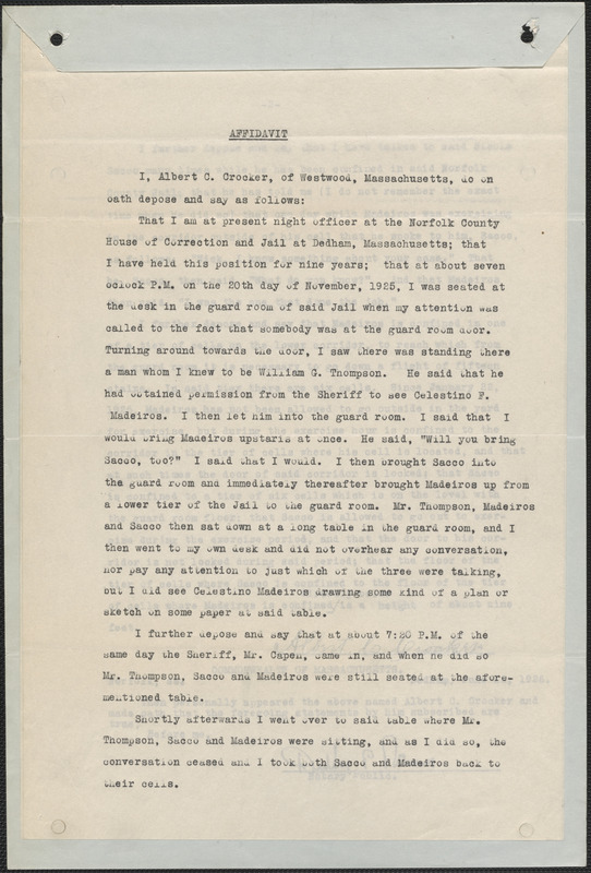 Affidavit of Albert C. Crocker - Digital Commonwealth