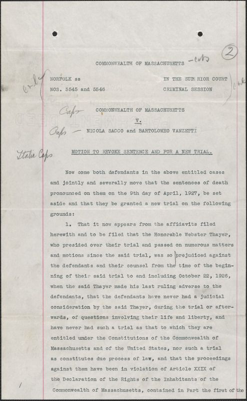 Motion to revoke sentence and for new trial - Digital Commonwealth