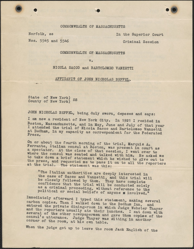 Affidavit of John N. Beffel - Digital Commonwealth