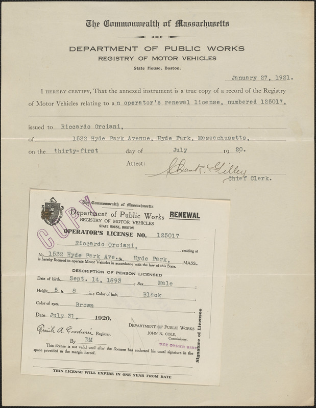 Operators License awarded to Riccardo Orciani, No. 125017 - Digital ...