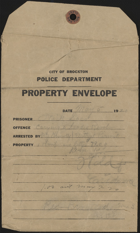 Property Envelope of Nicola Sacco - Digital Commonwealth