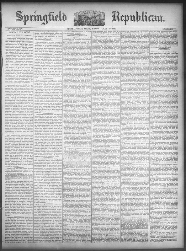Springfield Weekly Republican. May 26, 1882 - Digital Commonwealth