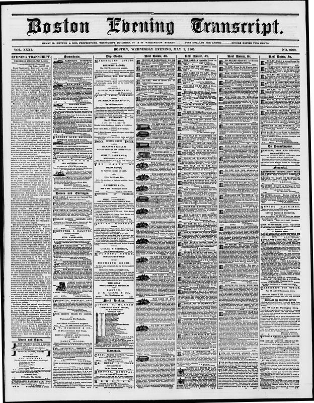 Boston Evening Transcript. May 02, 1860 - Digital Commonwealth
