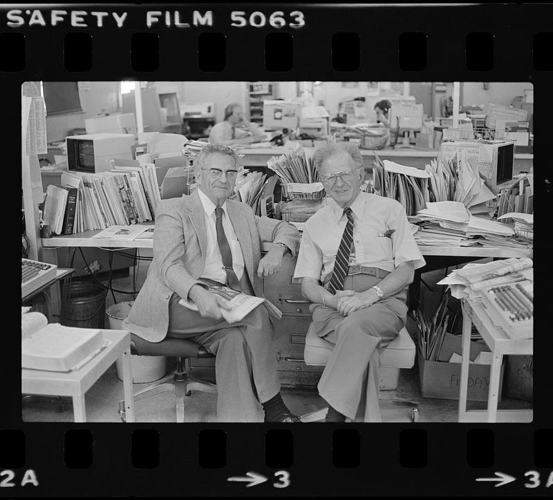 Bill Coltin in newsroom with other man - Digital Commonwealth