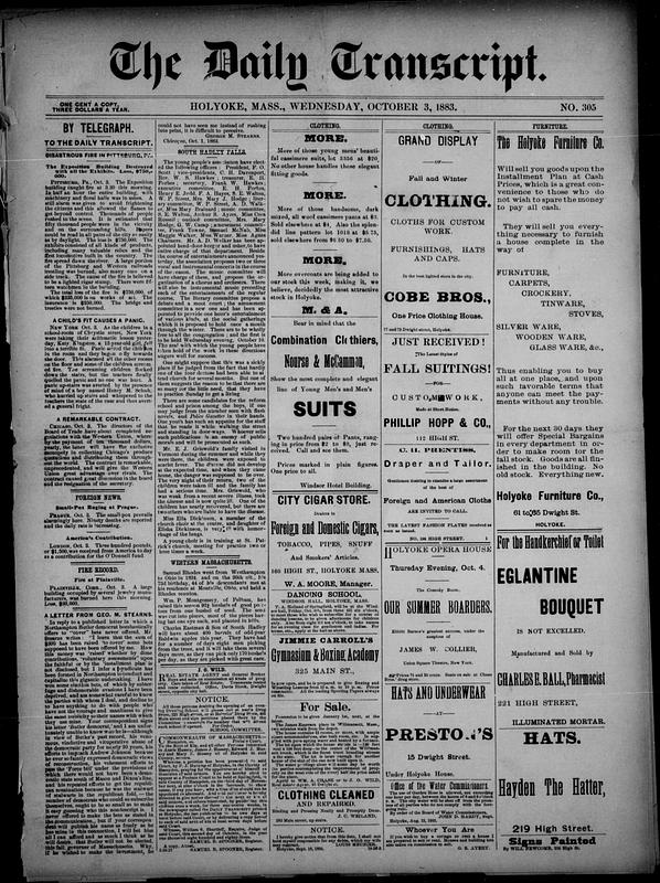 The Daily Transcript. October 03, 1883 - Digital Commonwealth