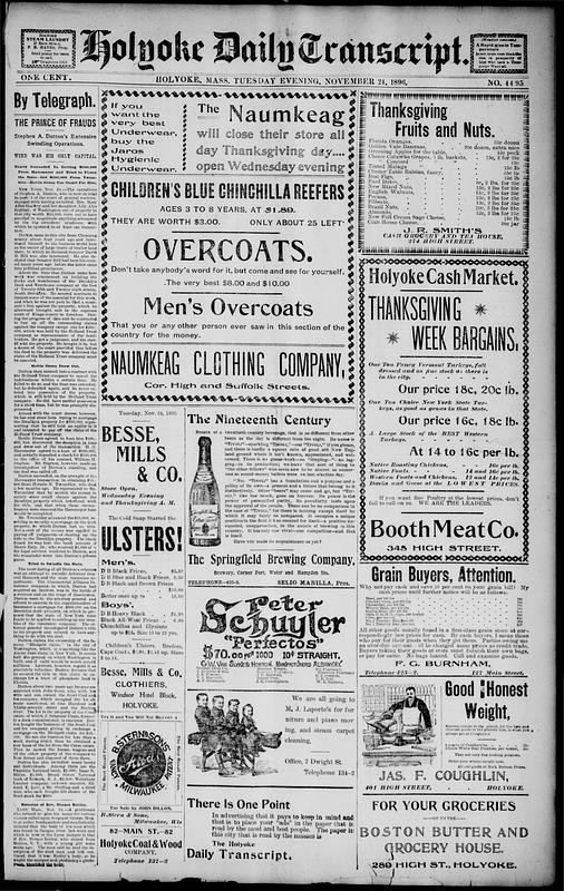 The Holyoke Daily Transcript. November 24, 1896 - Digital Commonwealth
