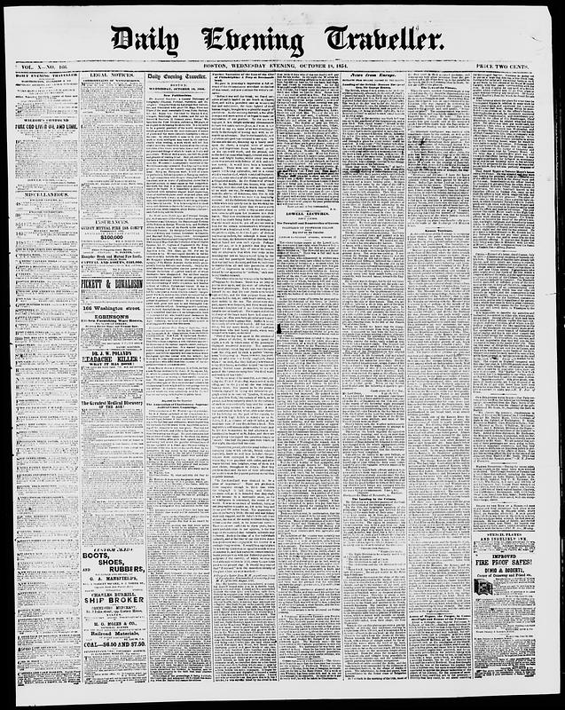 Daily Evening Traveller. October 18, 1854 - Digital Commonwealth