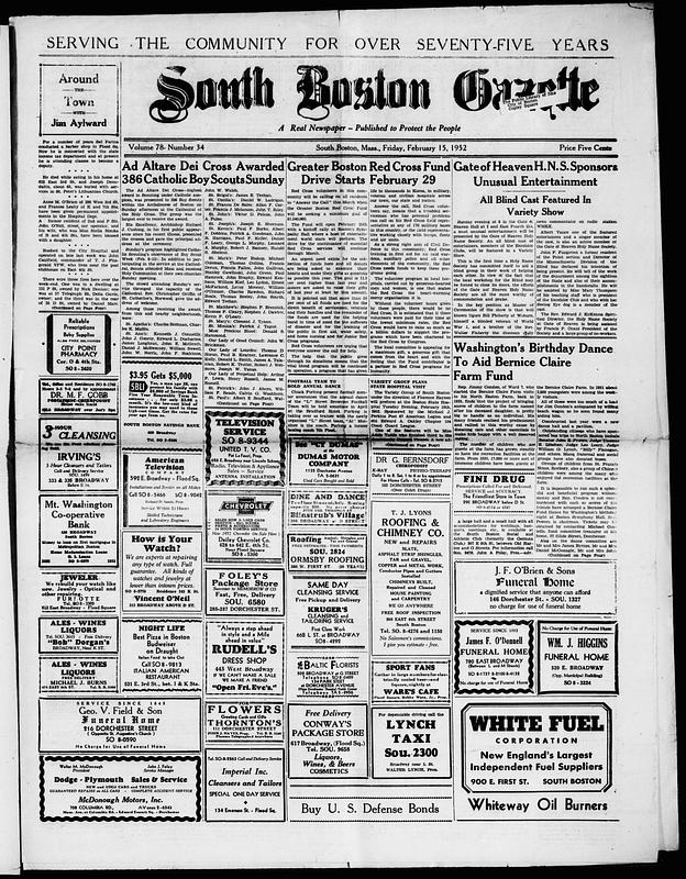 South Boston Gazette. February 15, 1952 - Digital Commonwealth