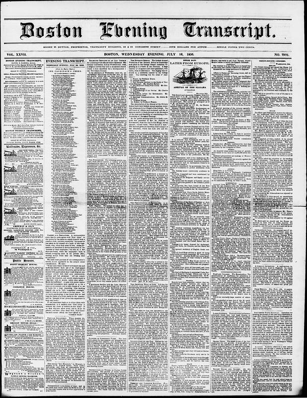 Boston Evening Transcript. July 16, 1856 - Digital Commonwealth