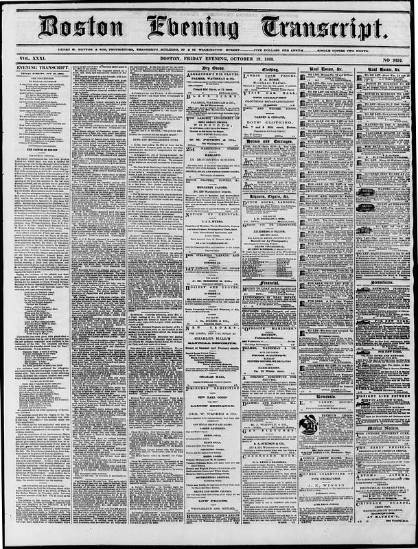 Boston Evening Transcript. October 19, 1860 - Digital Commonwealth