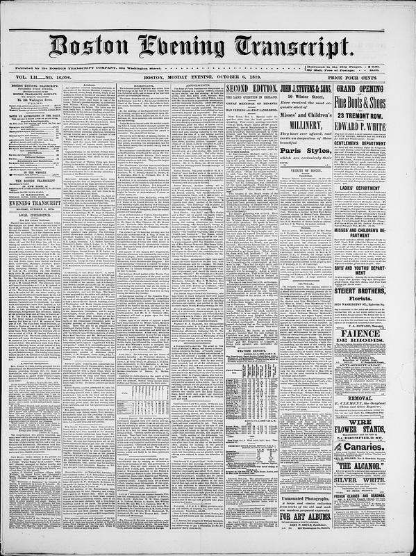Boston Evening Transcript. October 06, 1879 - Digital Commonwealth