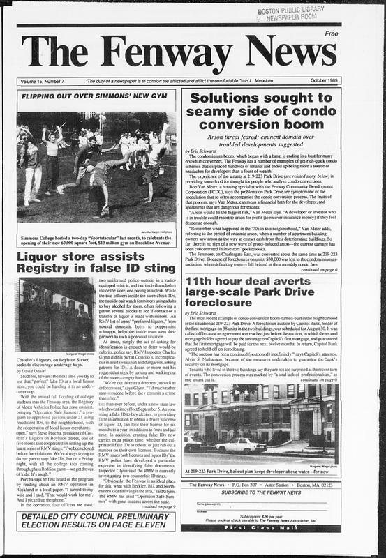 The Fenway News. October 01, 1989 - Digital Commonwealth