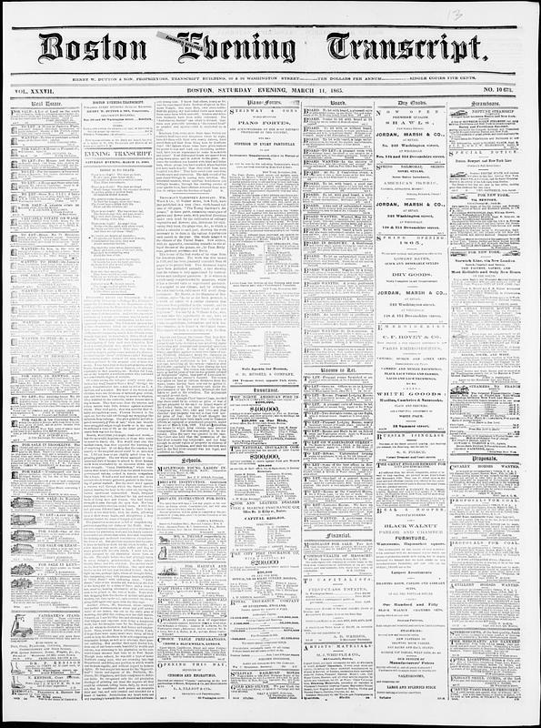 Boston Evening Transcript. March 11, 1865 - Digital Commonwealth