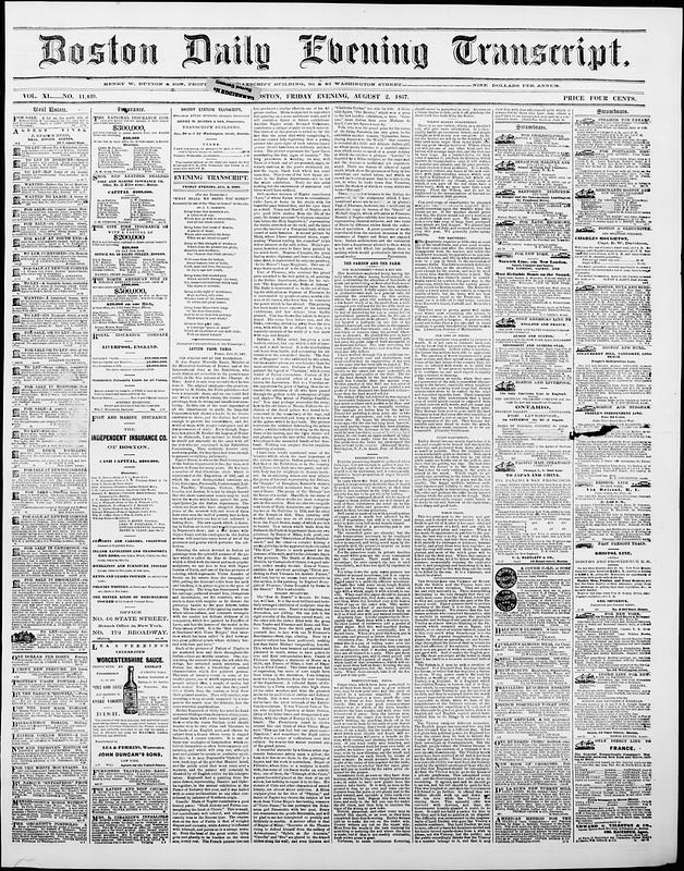 Boston Daily Evening Transcript. August 02, 1867 - Digital Commonwealth
