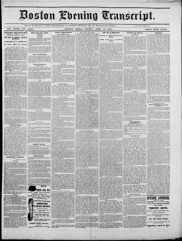 Boston Evening Transcript. April 17, 1874 - Digital Commonwealth